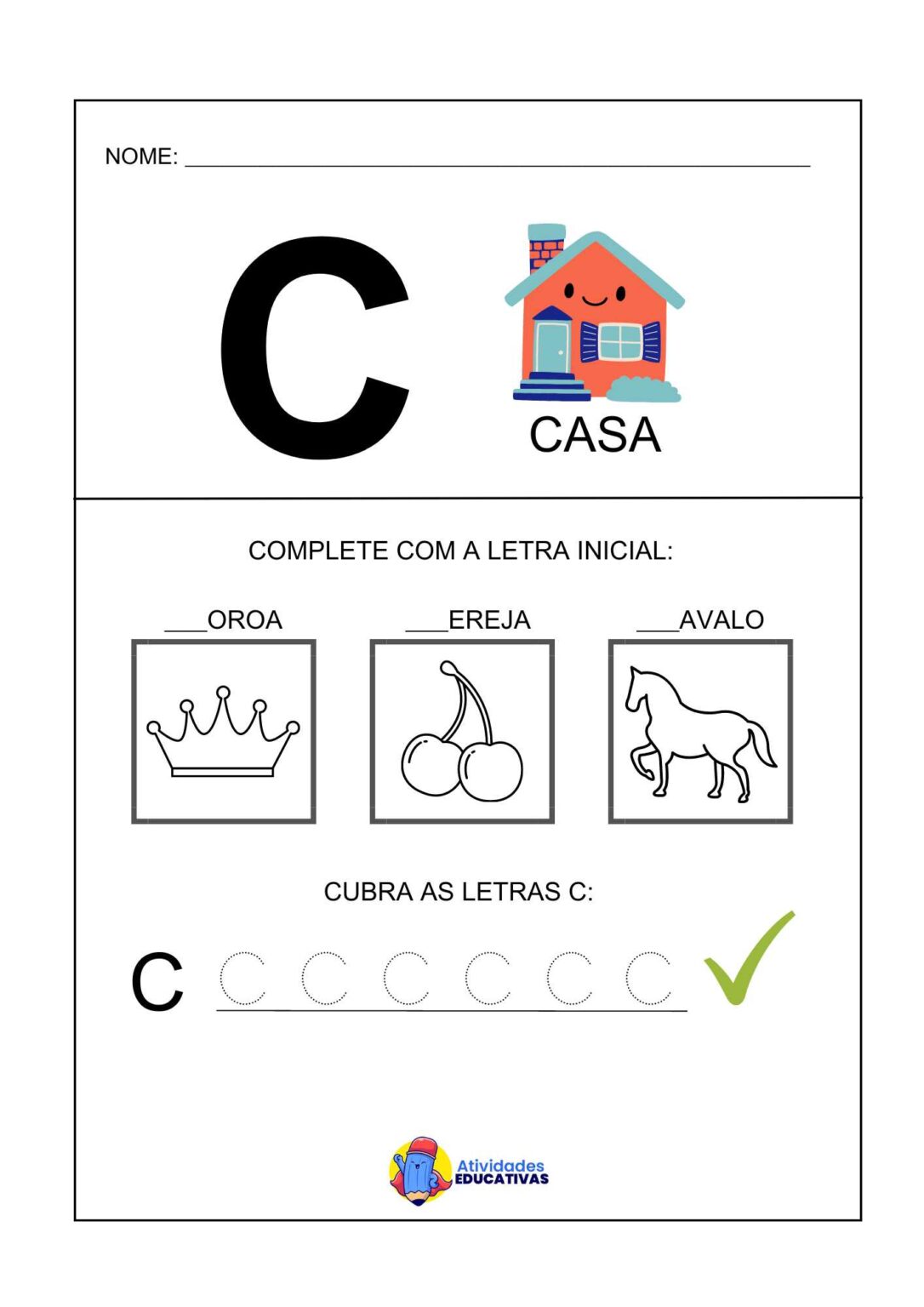 Atividades Letra C - Educação Infantil - Atividades Educativas